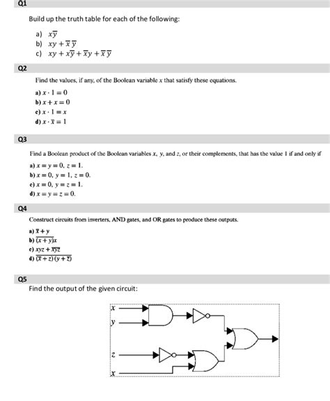Solved Build Up The Truth Table For Each Of The Following Chegg