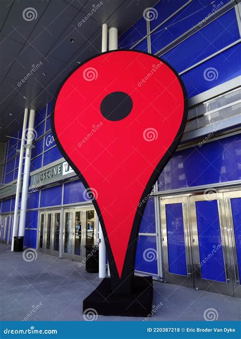 Large Red Google Maps Location Icon At The Entrance To Google IO Android Convention Editorial