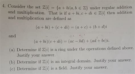 Solved 4 Consider The Set Z I A Bila B E Z Under Chegg Com