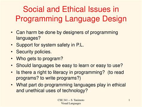 social and ethical issues in programming language design ppt download