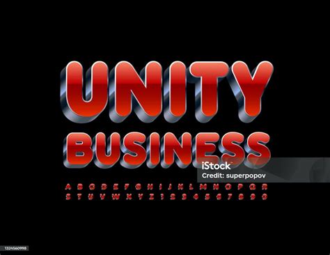 벡터 현대 개념 유니티 비즈니스 빨간색 및 금속 알파벳 문자 및 숫자 세트 강철에 대한 스톡 벡터 아트 및 기타 이미지 강철 개념 경영자 Istock