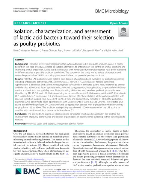 (PDF) Isolation, characterization, and assessment of lactic acid bacteria toward their selection ...
