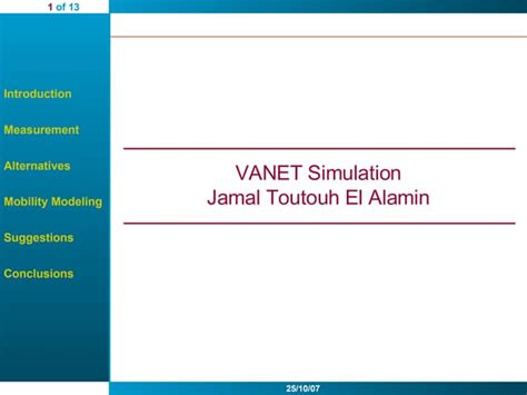 vanet simulation jamal toutouh ppt