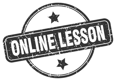 Online Lesson Stamp Online Lesson Round Vintage Grunge Label Stock