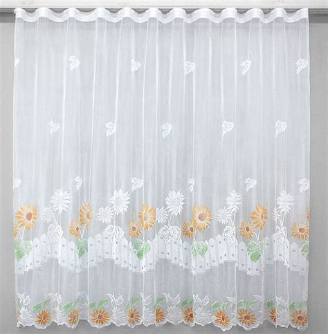 Коротка тюль висотою 2м жакард колір білий з зеленим та жовтим 1233т купити в Україні Vr Textil