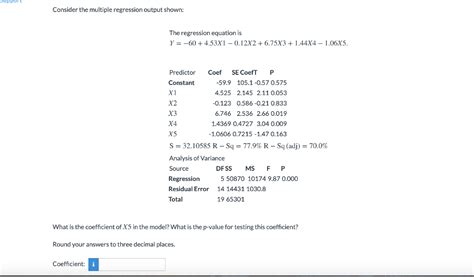 solved consider the multiple regression output shown the
