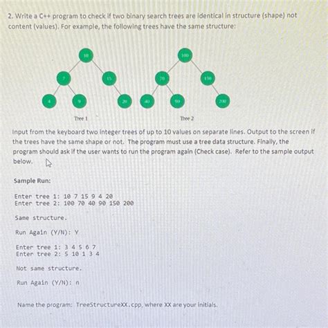 solved 2 write a ct program to check if two binary search