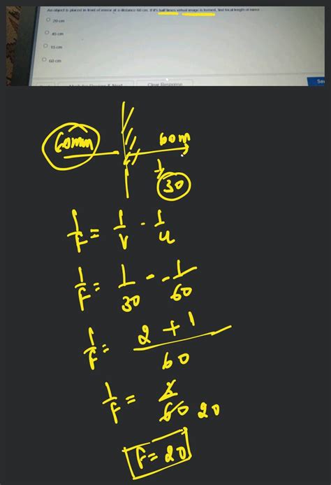 An Ofject Is Piaced In Font Of Minror At A Destance 60 Cm It Irs Haff Tim