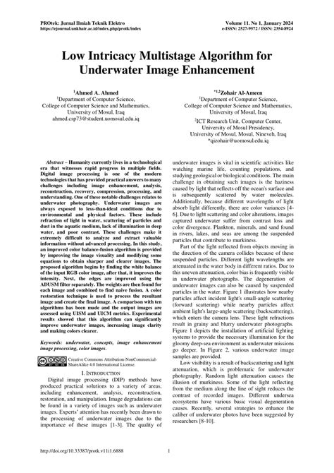Pdf Low Intricacy‎ Multistage Algorithm For Underwater Image Enhancement