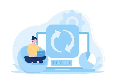 Premium Vector Women Backing Up Data To Big Data Concept Flat