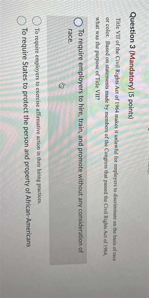 solved question 3 mandatory 5 ﻿points title vii of the
