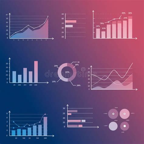 Multiple Graphs And Charts On A Gradient Background Transitioning From