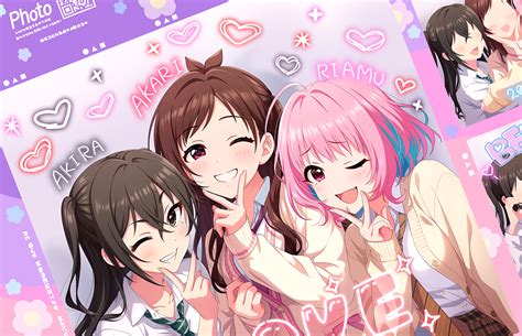 Safebooru Unicus Idolmaster 3girls Blush Breasts Brown Hair Brown