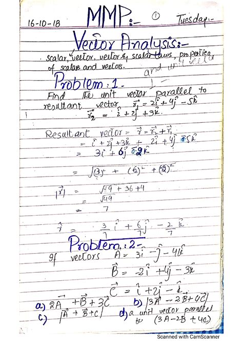 SOLUTION Vector Analysis Problems Studypool