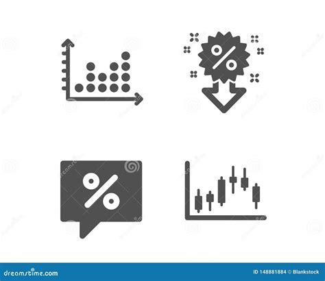 Dot Plot Discount Message And Discount Icons Candlestick Graph Sign