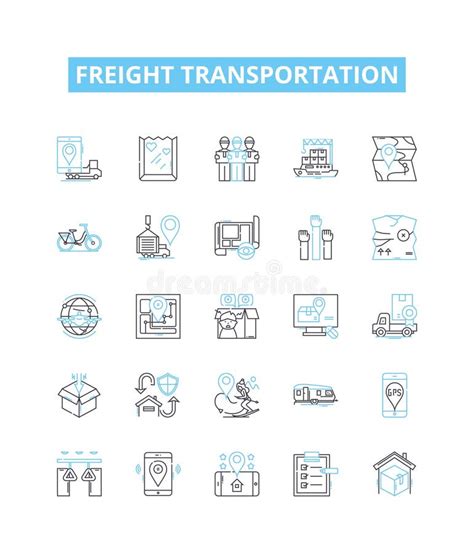 Freight Transportation Vector Line Icons Set Shipping Logistics