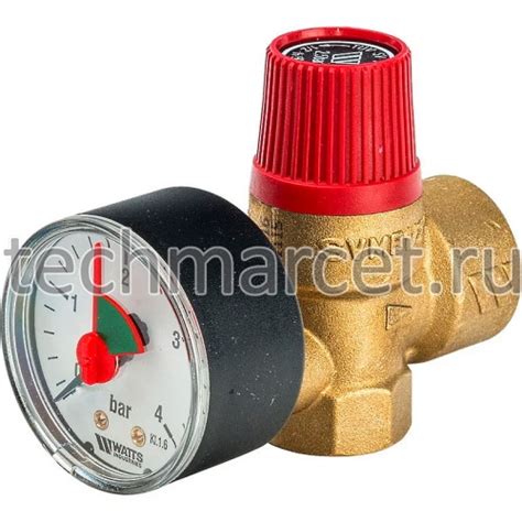 Клапан предохранительный с манометром, Watts SVM муфтовый, PN 10 бар ...