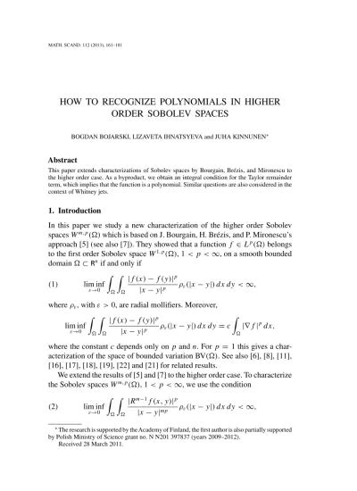 View Of How To Recognize Polynomials In Higher Order Sobolev Spaces