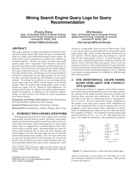 Pdf Mining Search Engine Query Logs For Query Recommendation