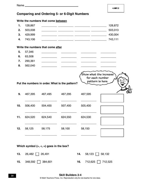 comparing and ordering 5 or 6 digit numbers page 30 online