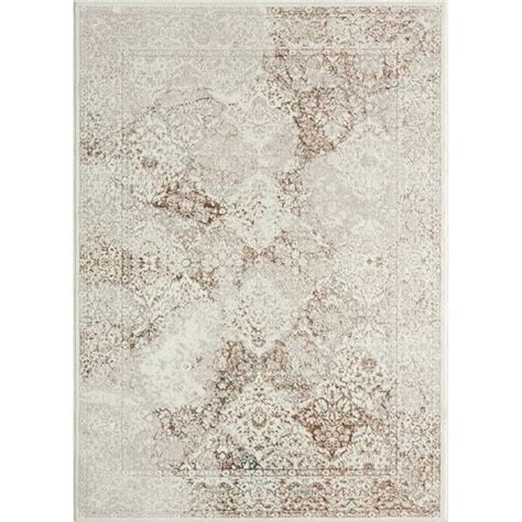 5 X 7 Ft Beige Cream And Brown Damask Stain Resistant Rectangle