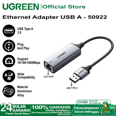 Jual UGREEN USB 3 0 To Lan Rj45 Dan Type C To Lan Rj45 Gigabit Ethernet Shopee Indonesia