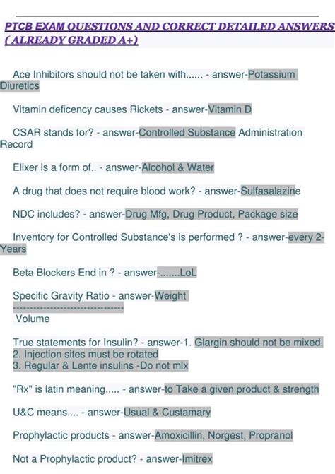 Ptcb Exam Questions And Correct Detailed Answers Already Graded A Ptcb Stuvia Us