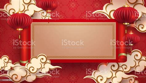 종이 예술 스타일의 직사각형 프레임 공기 등불 및 구름이있는 빨간색 그림 0명에 대한 스톡 벡터 아트 및 기타 이미지 0명 1위 가리기 Istock