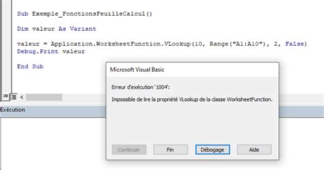 vba comment utiliser les fonctions des feuilles de calcul et une liste complète automate excel