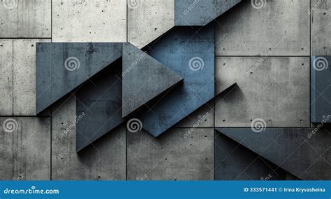 Textured Geometric Wall Design Featuring Blue And Concrete Triangular Patterns Stock Image