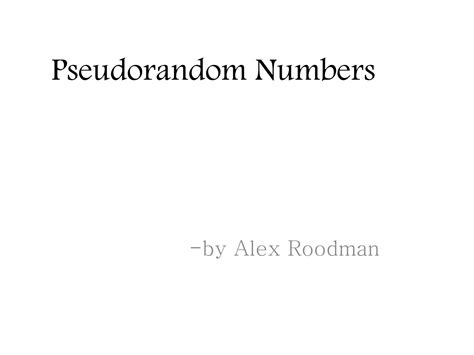 Pseudorandom Number Generators Powerpoint Pptx Programming