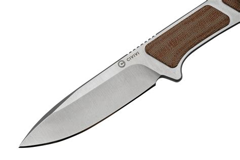 Civivi Mini Elementum Fixed Blade C23010 2 Brown Linen Micarta Satin Nekmes Voordelig Kopen
