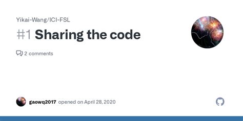 Sharing The Code · Issue 1 · Yikai Wangici Fsl · Github