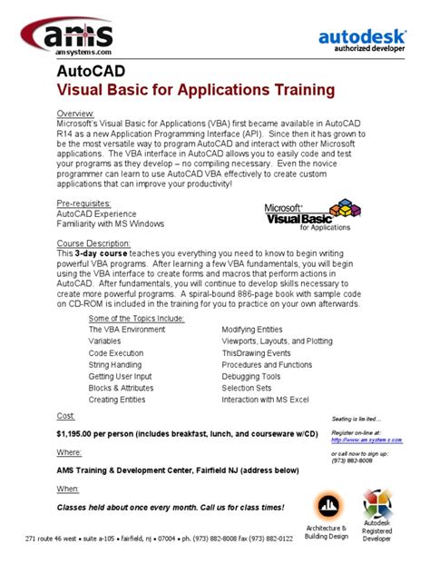 Autocad Vba Fundamentals Course Pdf