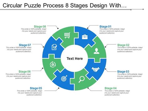 Circular Puzzle Process Stages Design With Symbols Templates PowerPoint Presentation Slides
