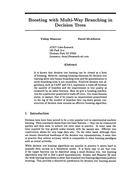 Boosting With Multi Way Branching In Decision Trees Docslib