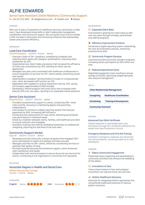 Care Assistant CV Examples Guide For