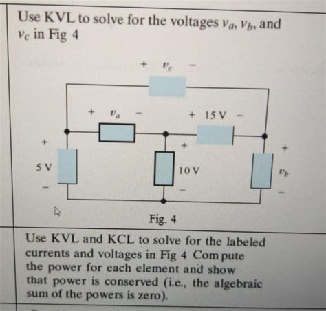 Solved Use KVL To Solve For The Voltages Va Vb And Vc In Chegg Com