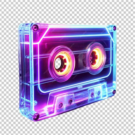 Retro Audio Cassette Neon Audio Cassette Premium Ai Generated Psd