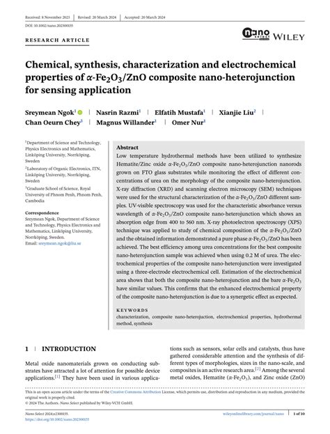 Pdf Chemical Synthesis Characterization And Electrochemical