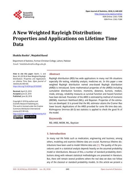 Pdf A New Weighted Rayleigh Distribution Properties And Applications