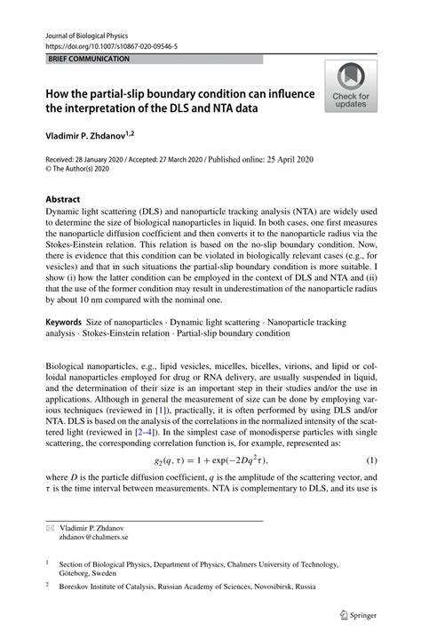 Pdf How The Partial Slip Boundary Condition Can Influence The Interpretation Of The Dls And