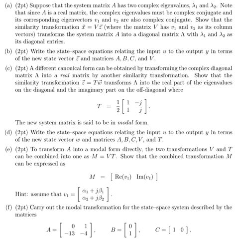 Solved Consider A System With The Following State Space Chegg