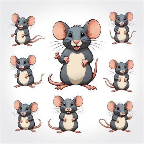 Premium Vector A Series Of Pictures Of Mice With One Showing The