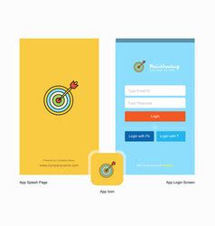Company Dart Game Splash Screen And Login Page Vector Image