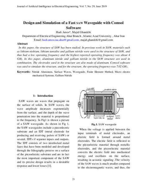 Pdf Design And Simulation Of A Fast Saw Waveguide With Comsol Software