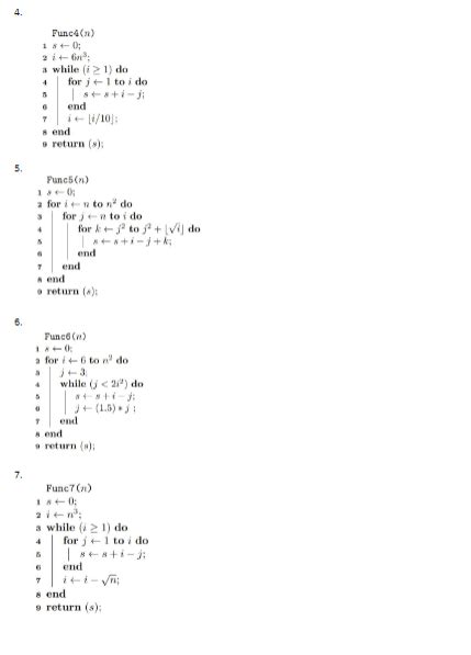 [total 100 Points] Give The Asymptotic Running Time