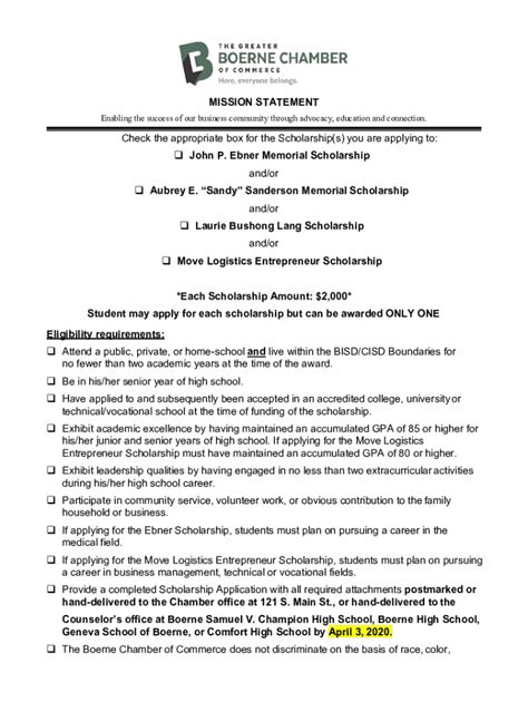 Fillable Online Ebner And Sanderson Lang Scholarship Application Fax Email Print Pdffiller