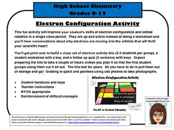 Electron Configuration And Orbital Notation Activity By Dunigan Science
