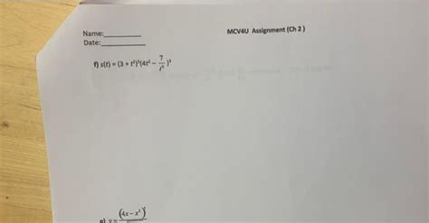 Solved Mcv4u Assignment Ch 2 St3t254t2−t473